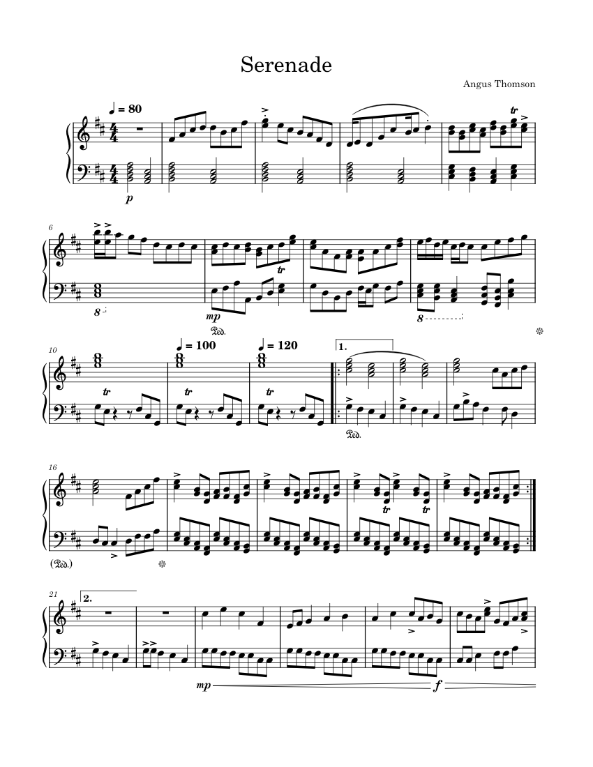 Serenade Sheet music for Piano (Solo) | Musescore.com