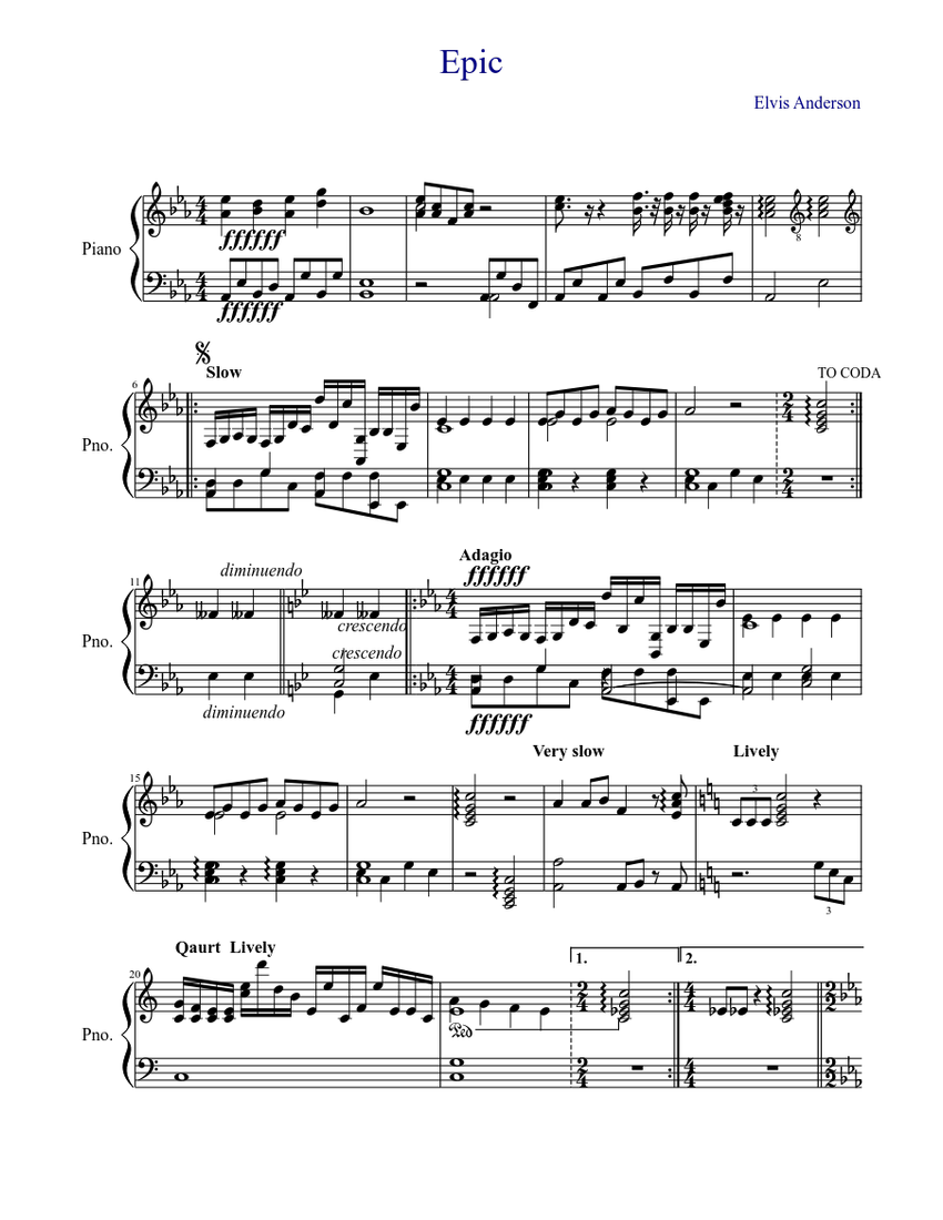 Epic Sheet music for Piano (Solo) | Download and print in PDF or MIDI ...