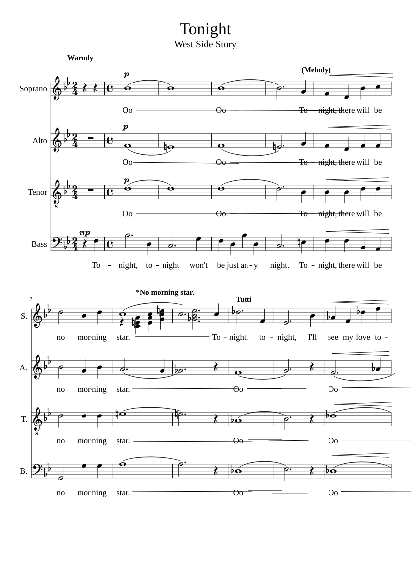 Tonight (West Side Story) Sheet music for Bass guitar (Solo) | Musescore.com