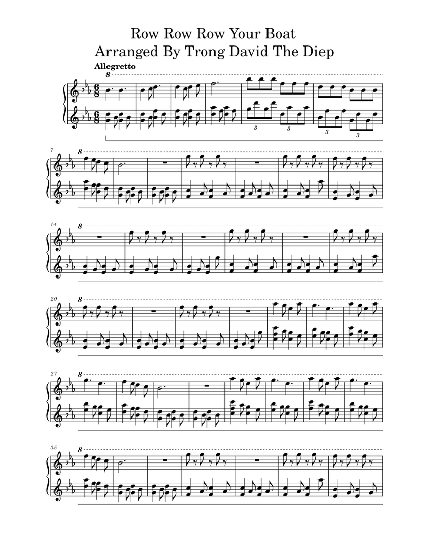 Row Row Row Your Boat - Arranged By Trong David The Diep Sheet music ...