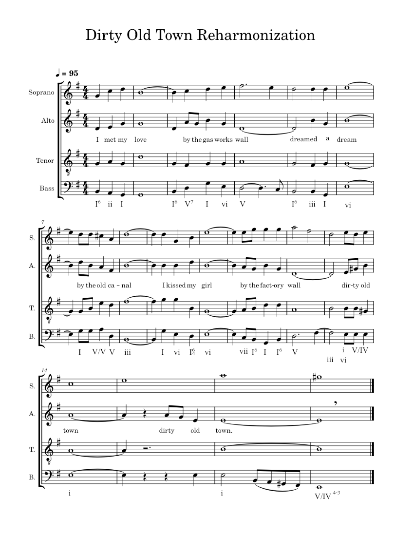Dirty Old Town – Ewan MacColl Dirty Old Town Reharm. Sheet Music with ...