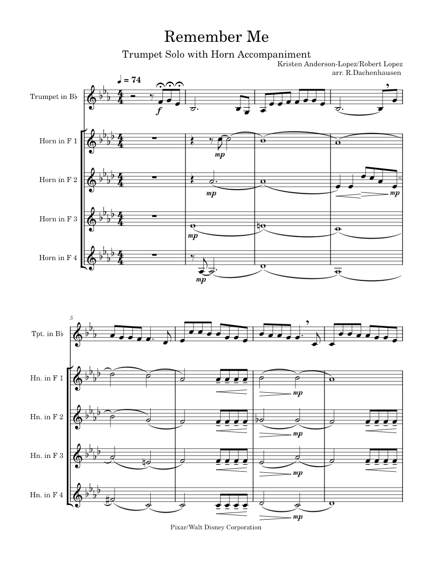Remember Me – Kristen Anderson-Lopez & Robert Lopez Remember Me Sheet ...