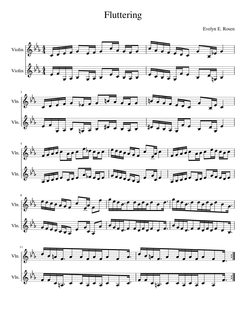 Fluttering Sheet music for Violin (String Duet) | Musescore.com