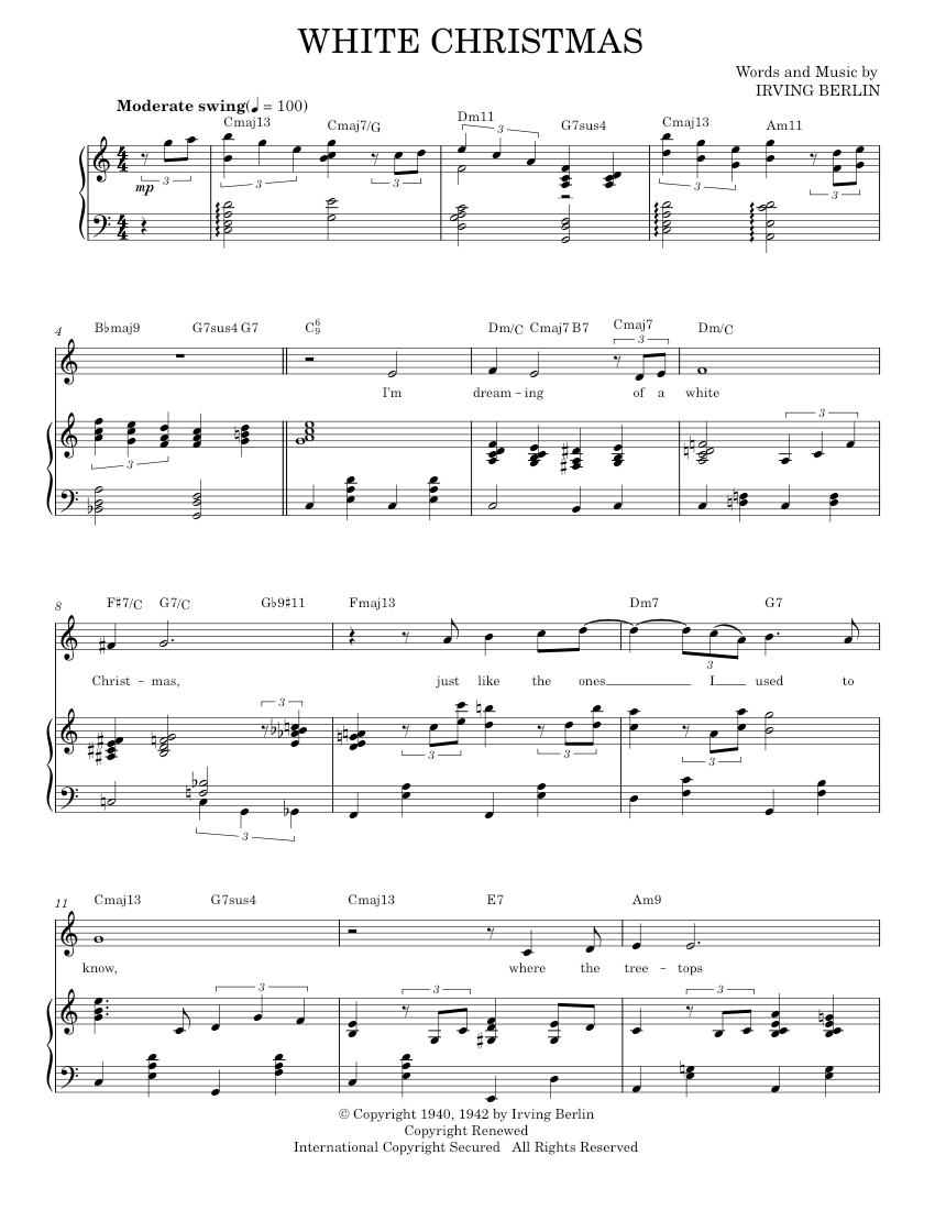 white christmas Sheet music for Piano, Vocals by Irving Berlin Official ...