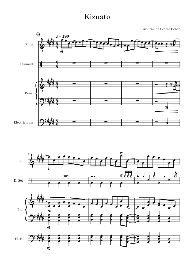 Given - kizuato – Misc Cartoons Sheet Music for Piano, Flute, Bass ...