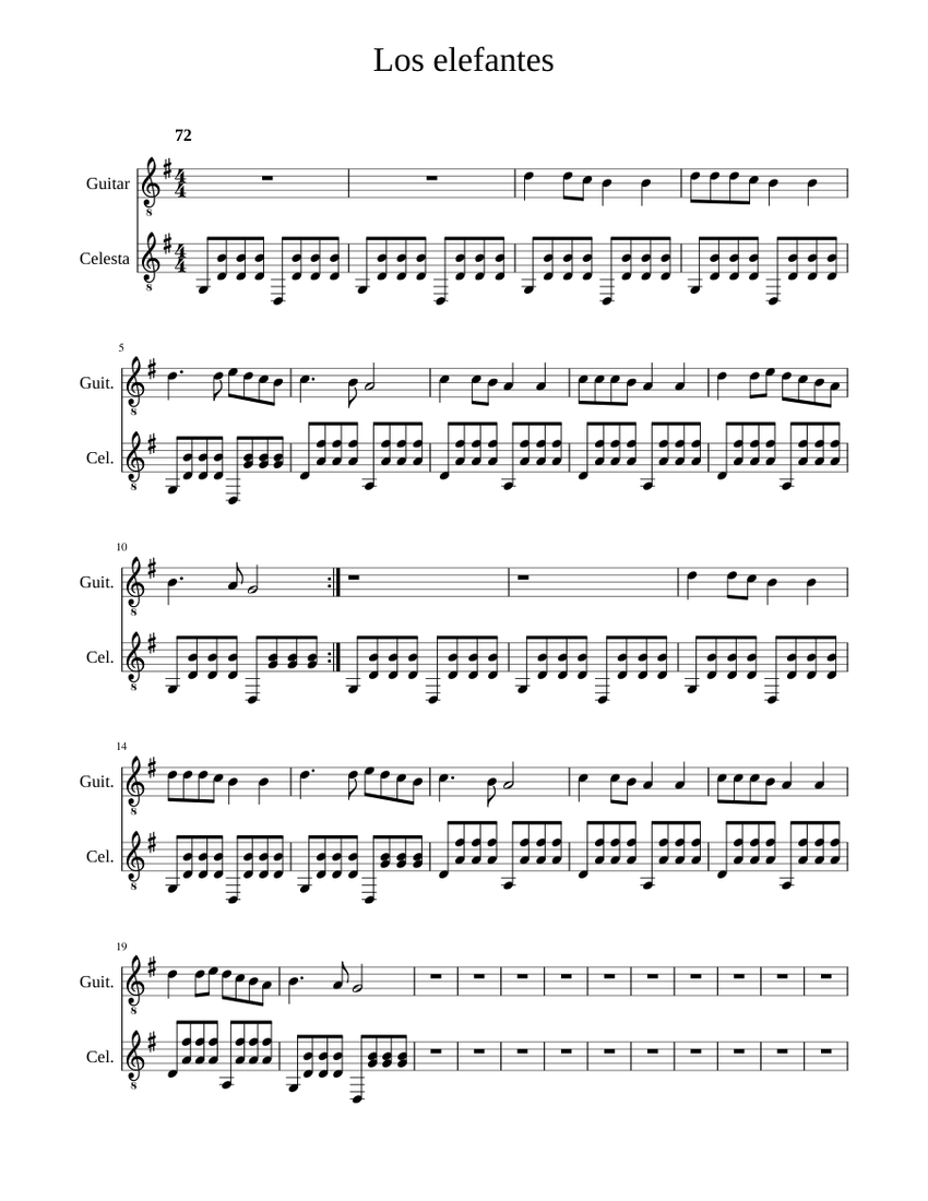 Los elefantes Sheet music for Guitar (Solo) | Musescore.com