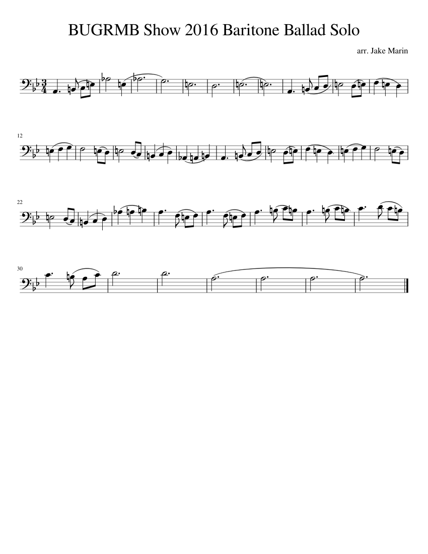 BUGRMB Show 2016 Ballad Baritone Solo Sheet music for Trombone (Solo ...