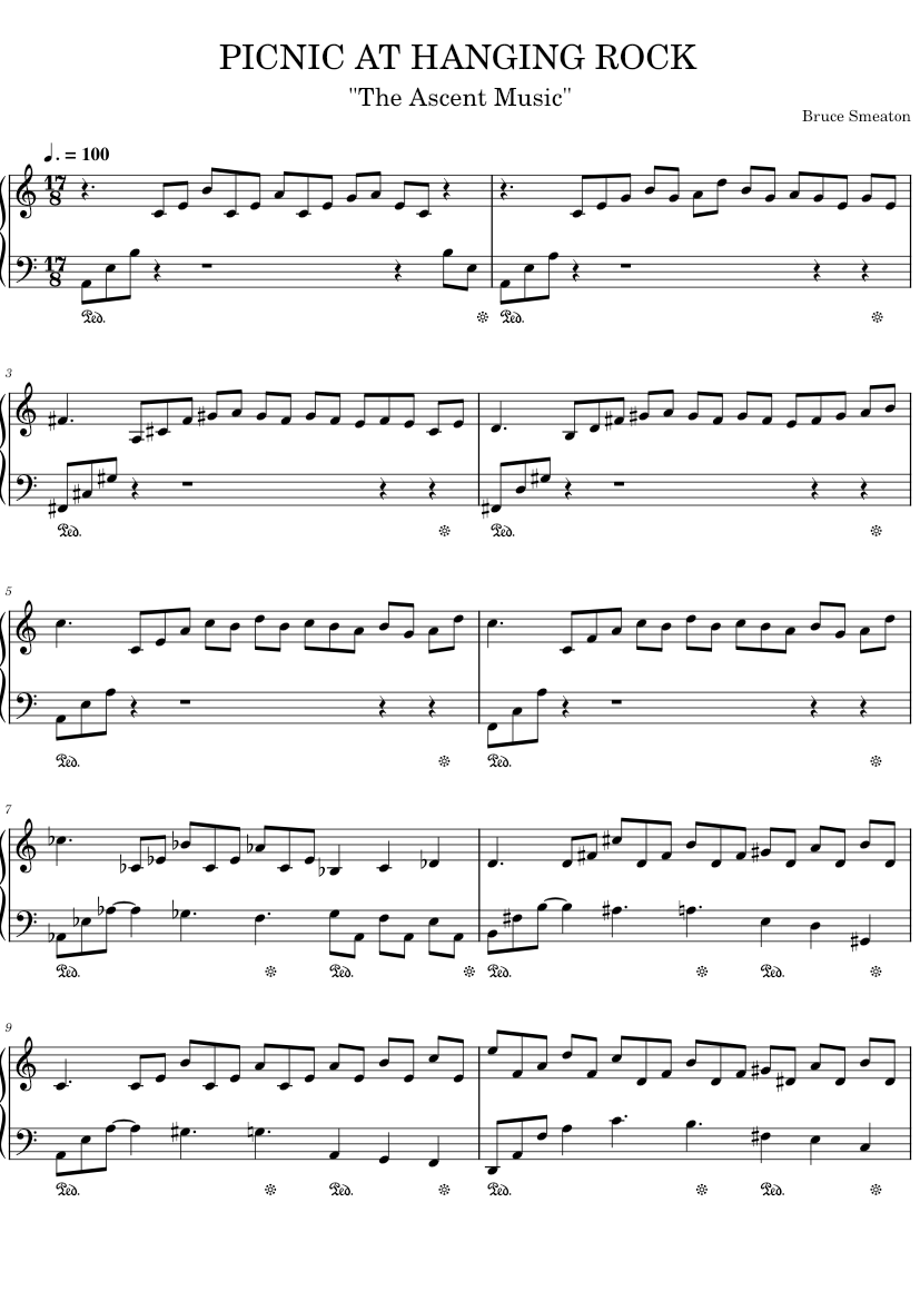Picnic At Hanging Rock - Ascent music Sheet Music for Piano (Solo ...