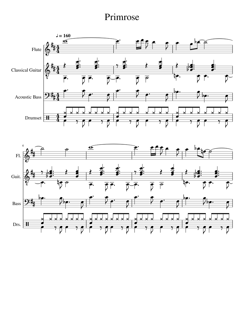 Primrose Sheet music for Flute, Guitar, Bass guitar, Drum group (Mixed ...