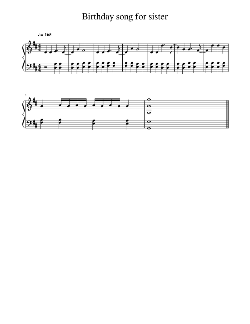 Hbd sister Sheet music for Piano (Solo) | Musescore.com