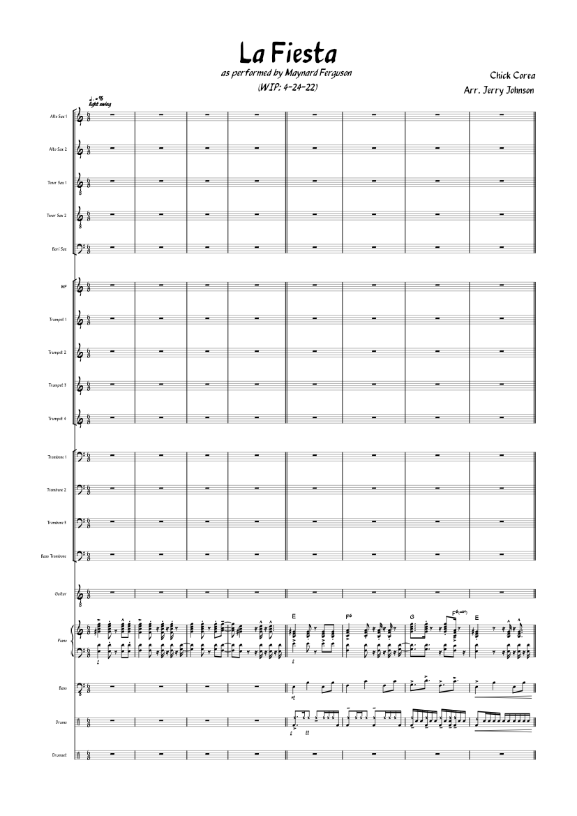 La Fiesta - Chick Corea; As Performed by Maynard Ferguson Sheet music ...