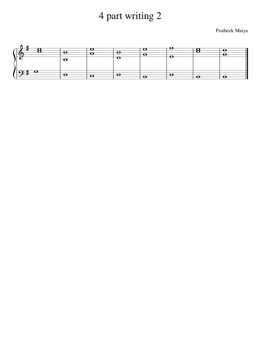 4 part writing 2 Sheet music for Piano (Solo) | Musescore.com