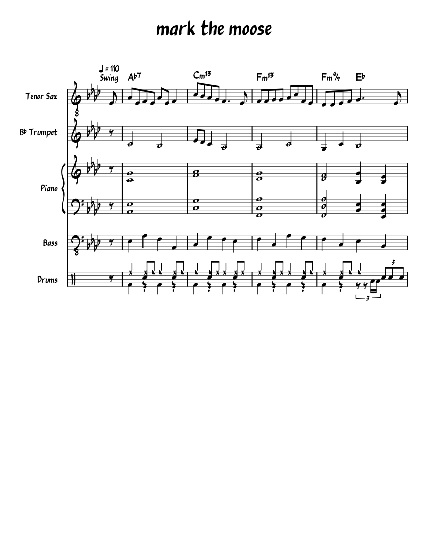 mark the moose - jazz combo Sheet music for Piano, Saxophone tenor ...