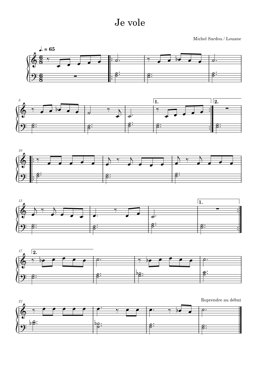 Je vole – Louane Sheet music for Piano (Solo) Easy | Musescore.com