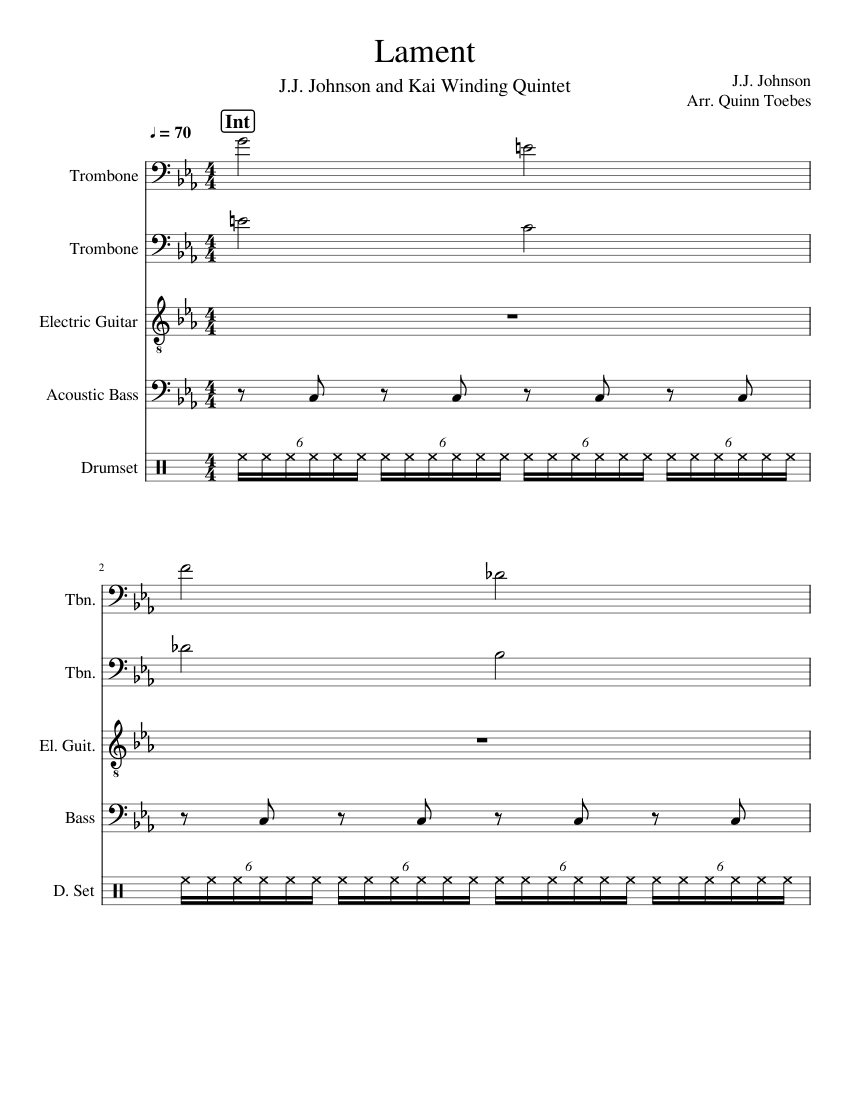 Lament Sheet music for Trombone, Guitar, Bass guitar, Drum group (Mixed ...