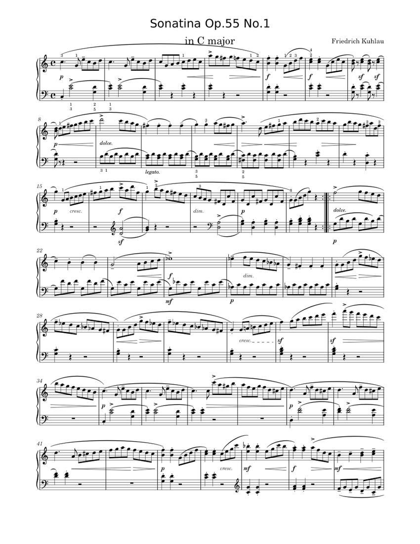 Piano Sonatina in C major, Op.55 No.1 – Friedrich Kuhlau (1786 - 1832 ...