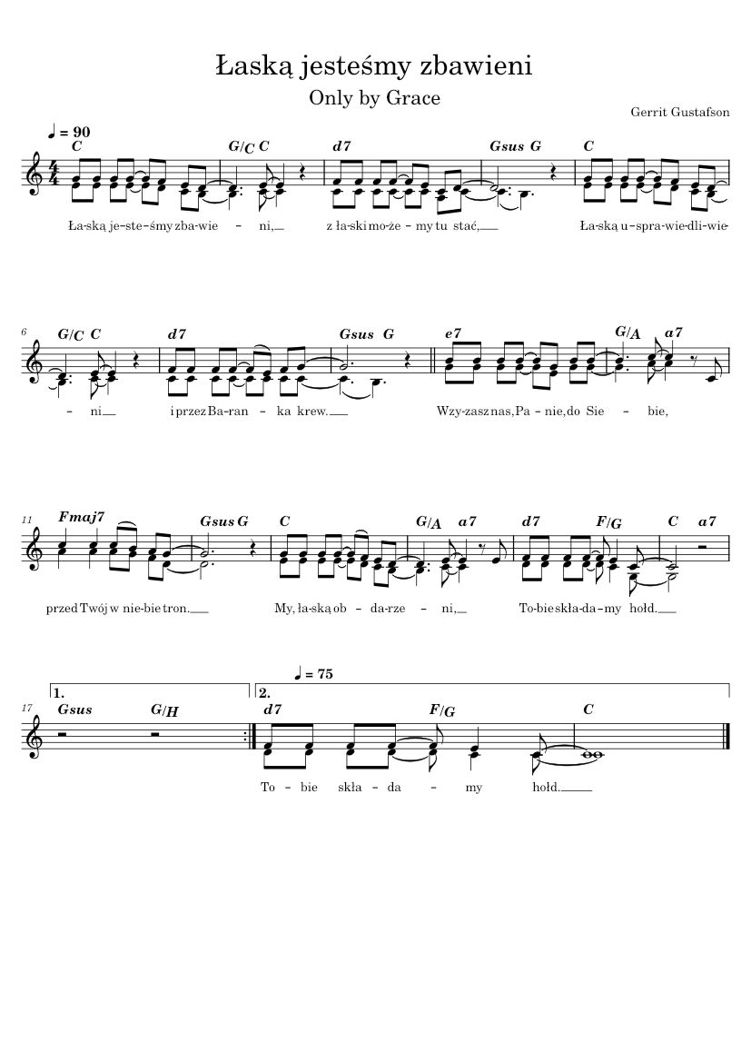 Łaską jesteśmy zbawieni (Only by Grace) – Gerrit Gustafson Sheet music ...