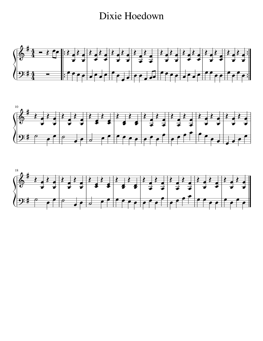 Dixie_Hoedown Sheet music for Piano (Solo) Easy | Musescore.com