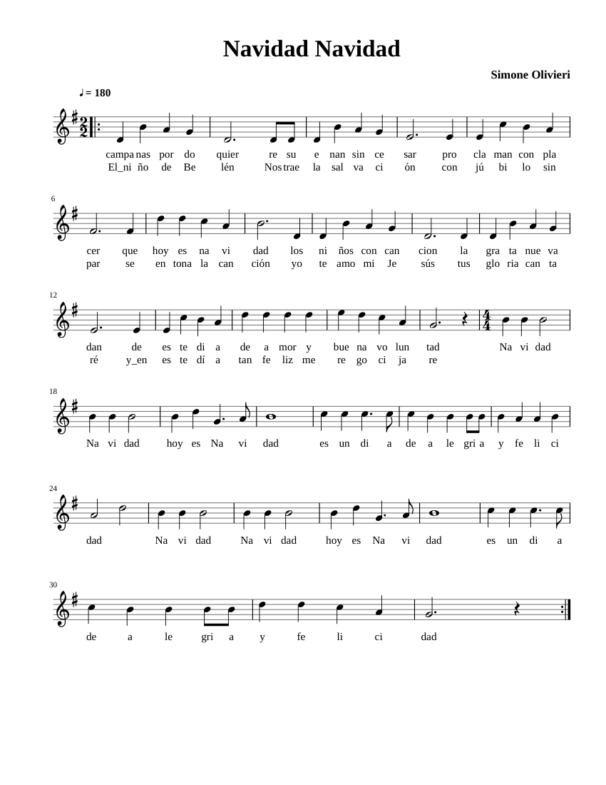 Navidad, Navidad Sheet music for Soprano (Solo) | Musescore.com