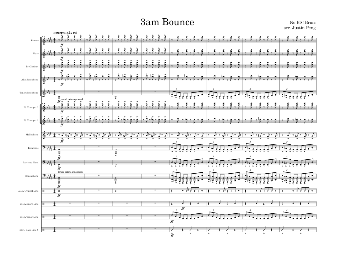 3am Bounce Sheet music for Trombone, Mellophone, Flute piccolo, Flute & more instruments ...
