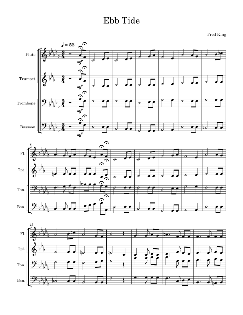 Ebb Tide – Tim Waurick Sheet music for Trombone, Flute, Bassoon ...
