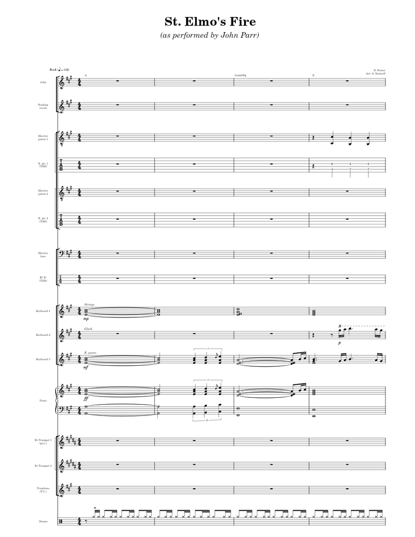 St. Elmo's Fire - John Parr Sheet music for Piano, Trombone, Vocals ...