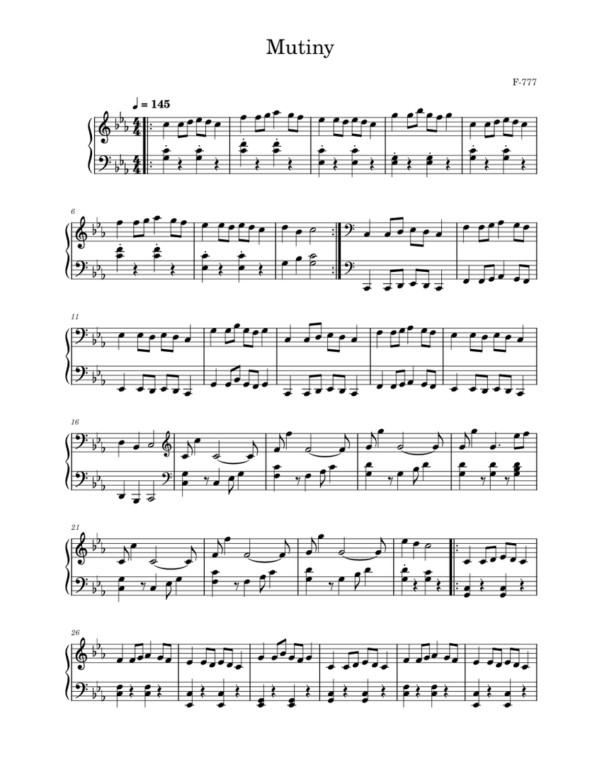 Mutiny Sheet music for Piano (Solo) | Musescore.com