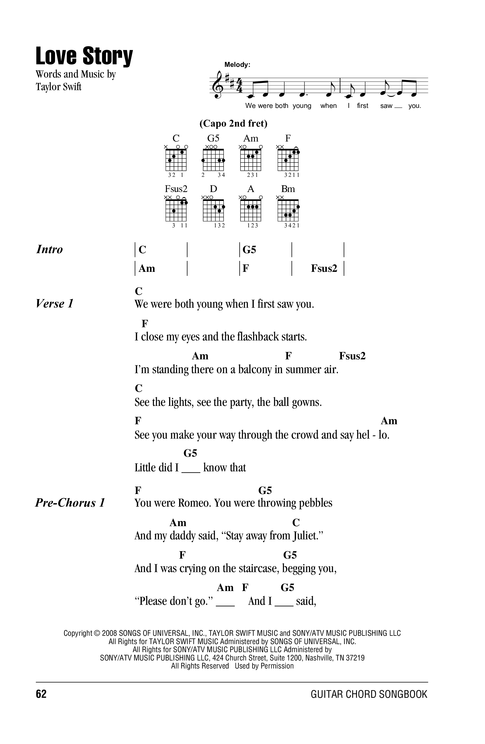 Play Official version of Love story Sheet Music by Taylor Swift for Vocals, Guitar | MuseScore.com