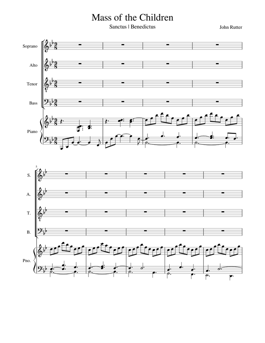 Mass of the Children Choir Piano Sheet music for Piano, Soprano, Alto ...