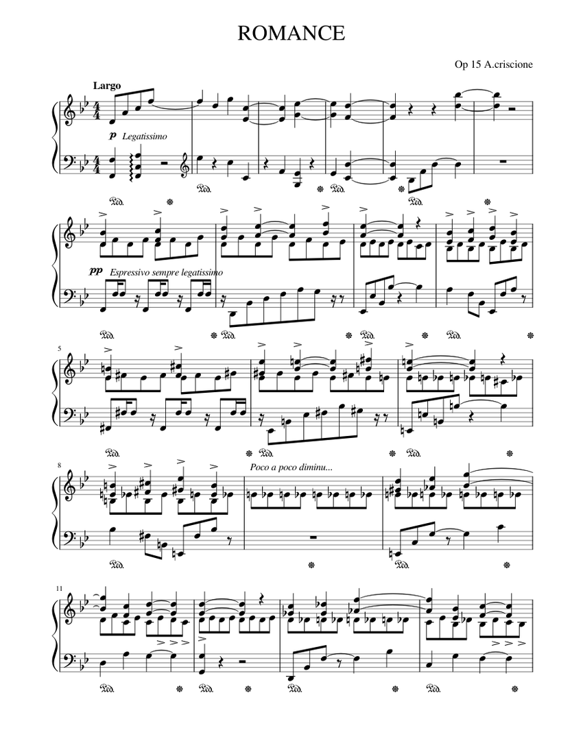 ROMANCE Sheet music for Piano (Solo) | Musescore.com