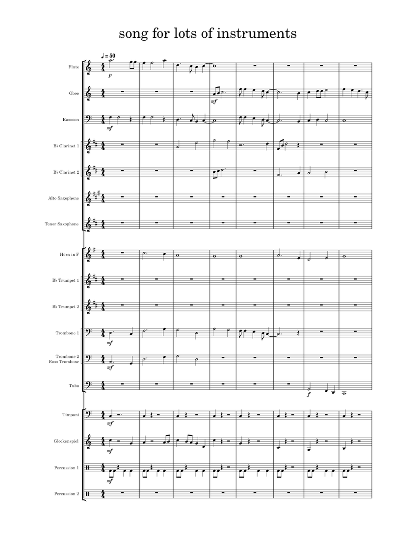 song for lots of instruments (revised) Sheet music for Trombone, Tuba, Flute, Oboe & more ...