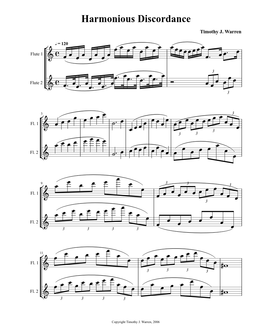 Harmonious Discordance Sheet music for Flute (Woodwind Duet ...