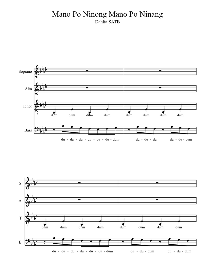 (Mano po)(Ninong+Ninang)[SATB] Sheet music for Bass guitar (Solo) | Musescore.com