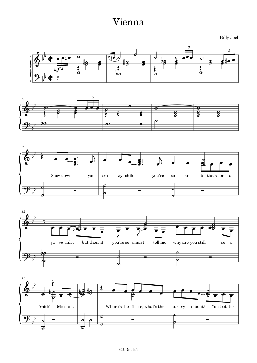 Vienna – Billy Joel Sheet Music for Piano (Piano-Voice) | MuseScore.com