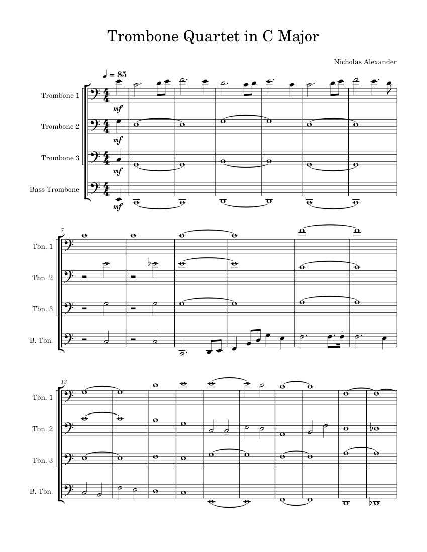 Trombone Quartet in C Major - Nicholas Alexander Sheet music for ...