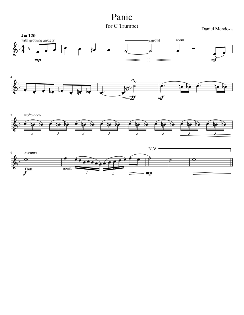Panic (Original) Sheet music for Trumpet in c (Solo) | Musescore.com