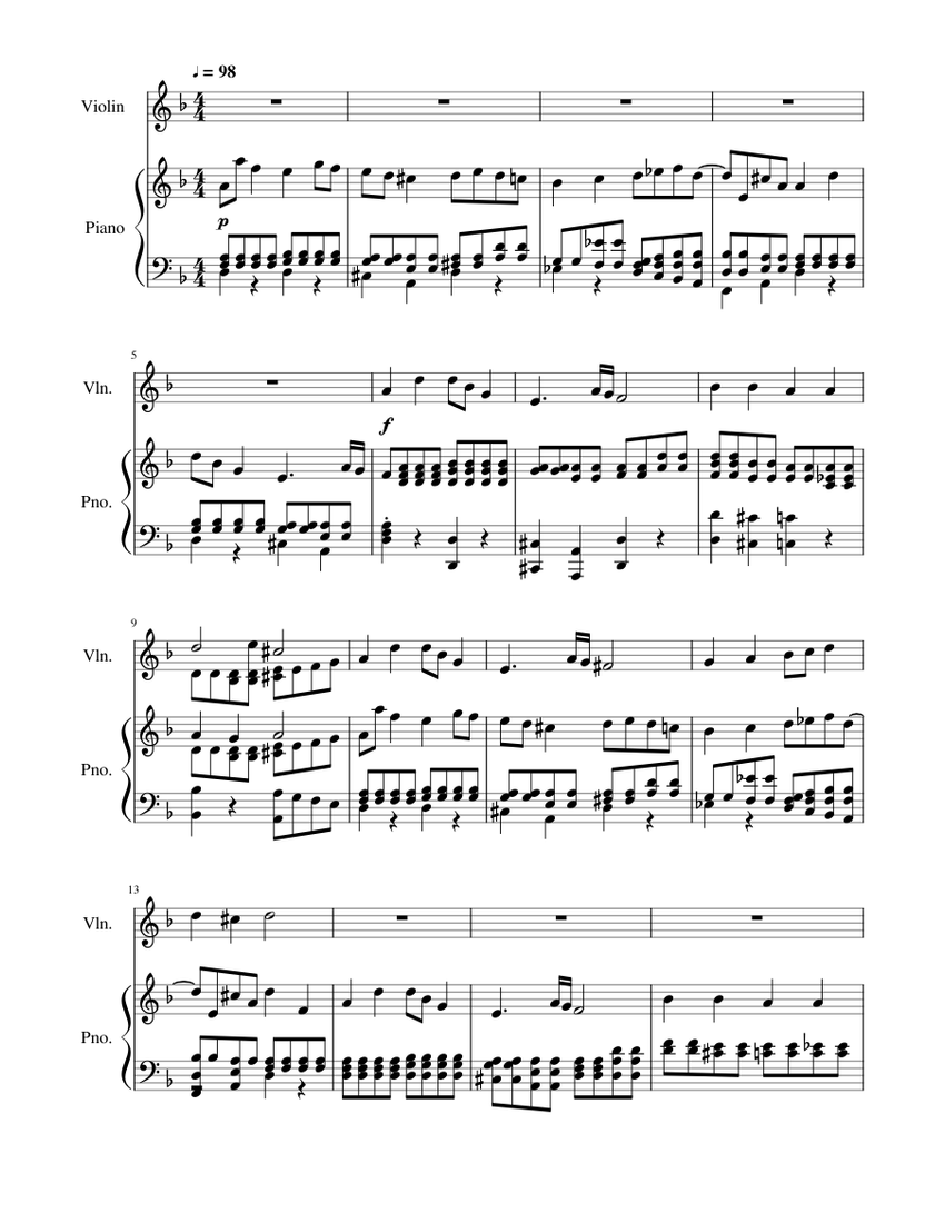 Andante, Composed by George Henry Price Sheet music for Piano, Violin ...