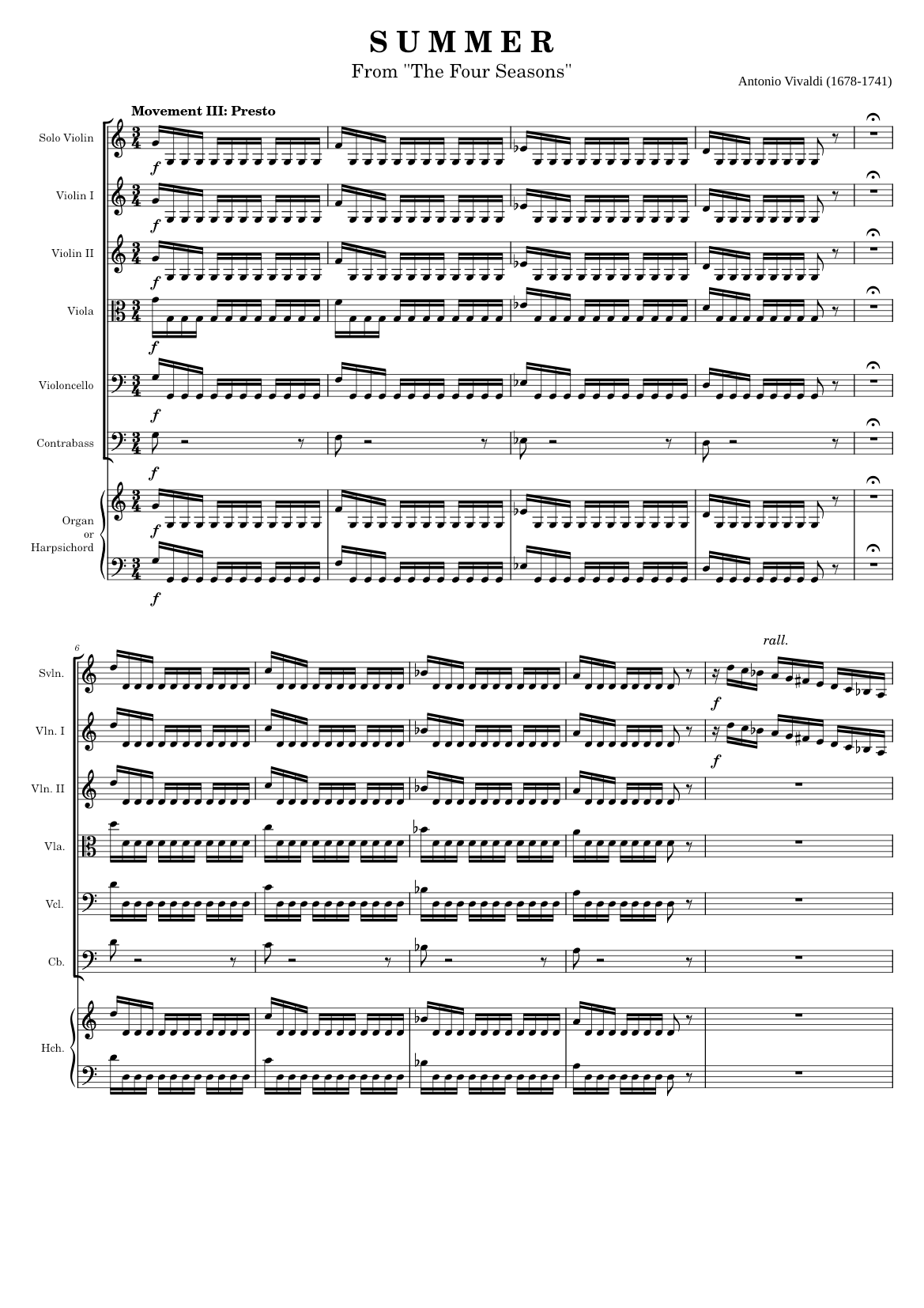 Summer (from The Four Seasons, Movement 3) – Vivaldi Sheet music for ...