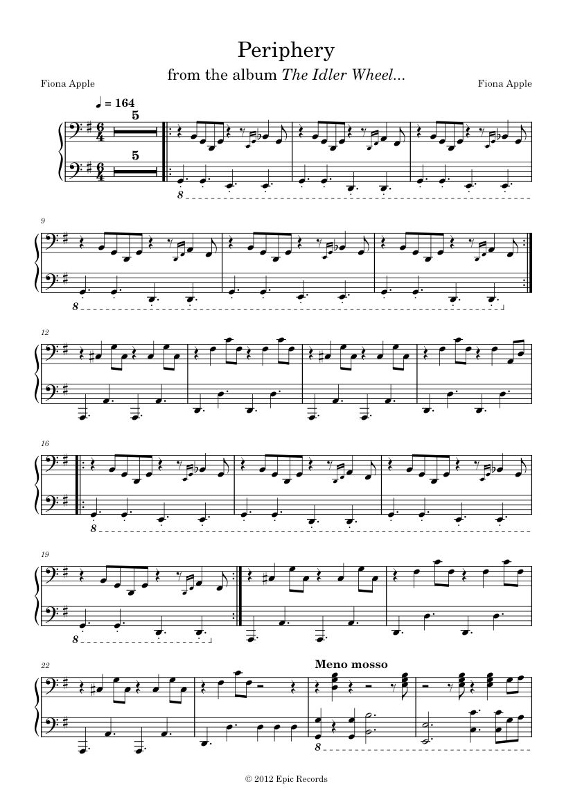 Periphery – Fiona Apple Sheet Music for Piano (Solo) | MuseScore.com