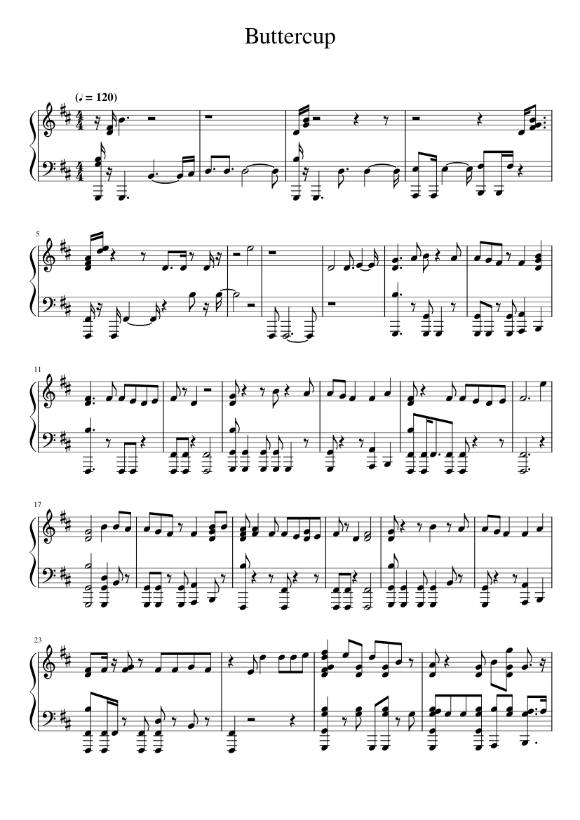 Buttercup Sheet music for Piano (Solo) | Musescore.com
