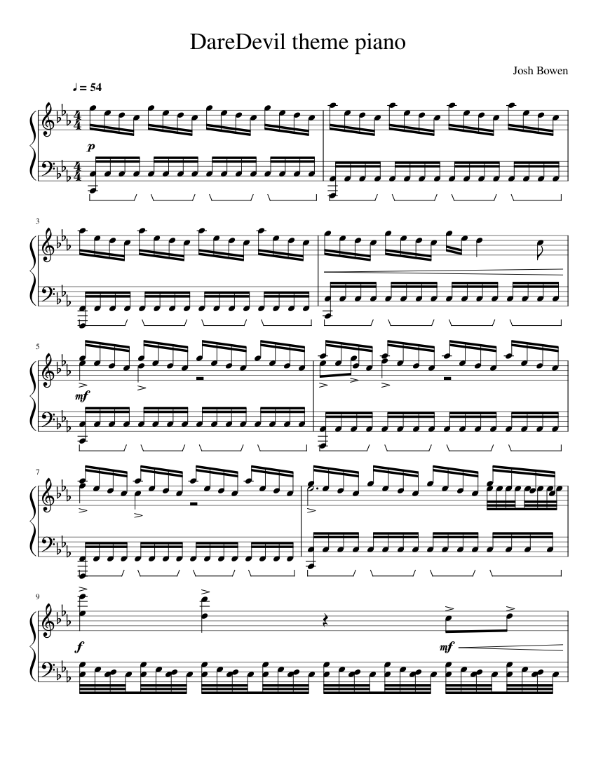 DareDevil Theme piano Sheet music for Piano (Solo) | Musescore.com
