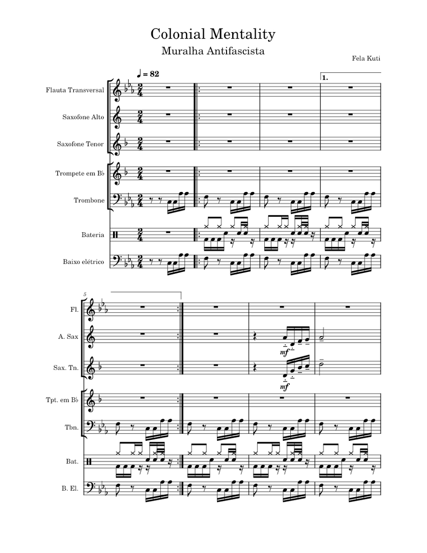 Colonial Mentality - Fela Kuti Sheet music for Trombone, Flute ...