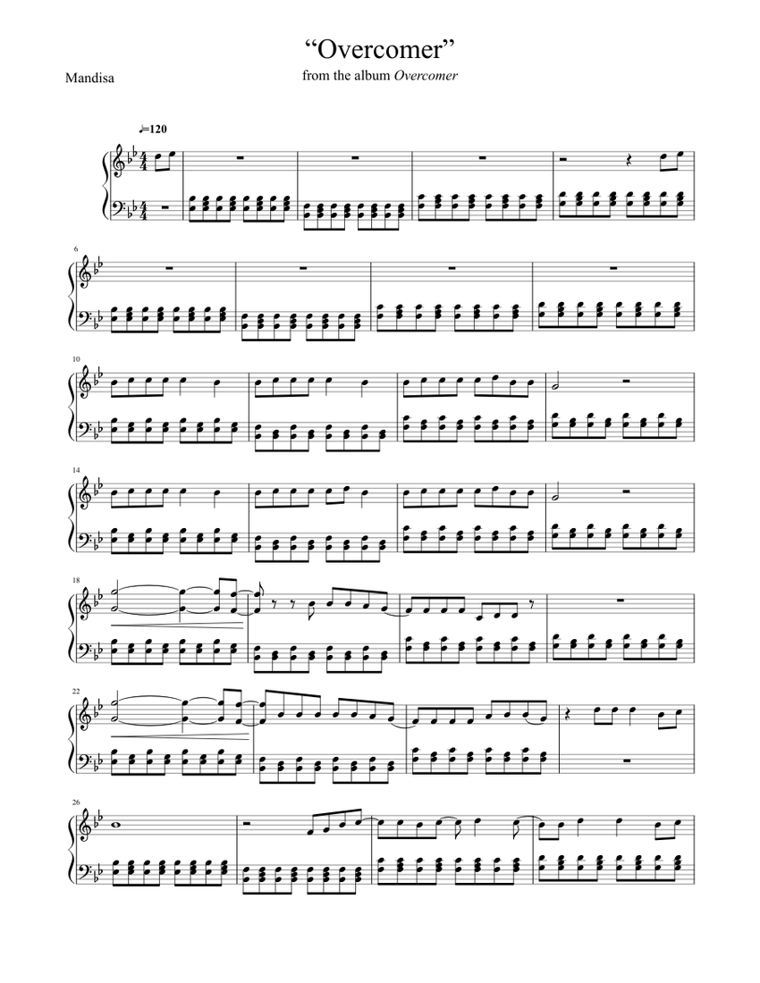 Mandisa - Overcomer Sheet music for Piano (Solo) | Musescore.com