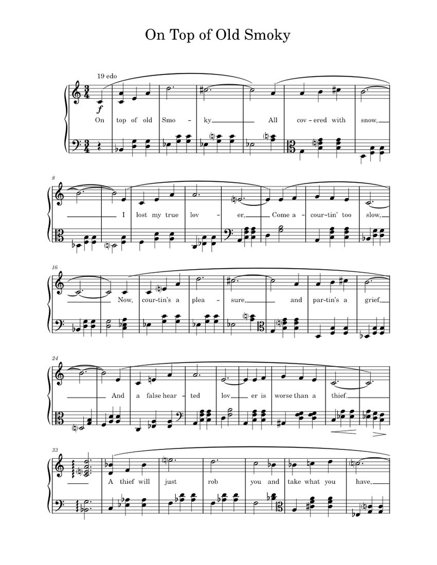 On Top of Old Smoky Sheet music for Piano (Solo) Easy | Musescore.com