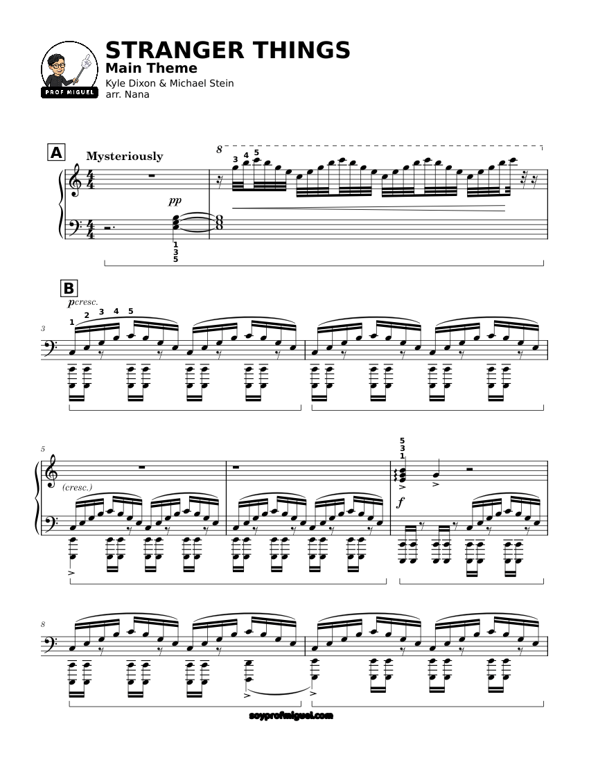 Stranger Things Main Theme Sheet Music for Piano (Solo) | MuseScore.com