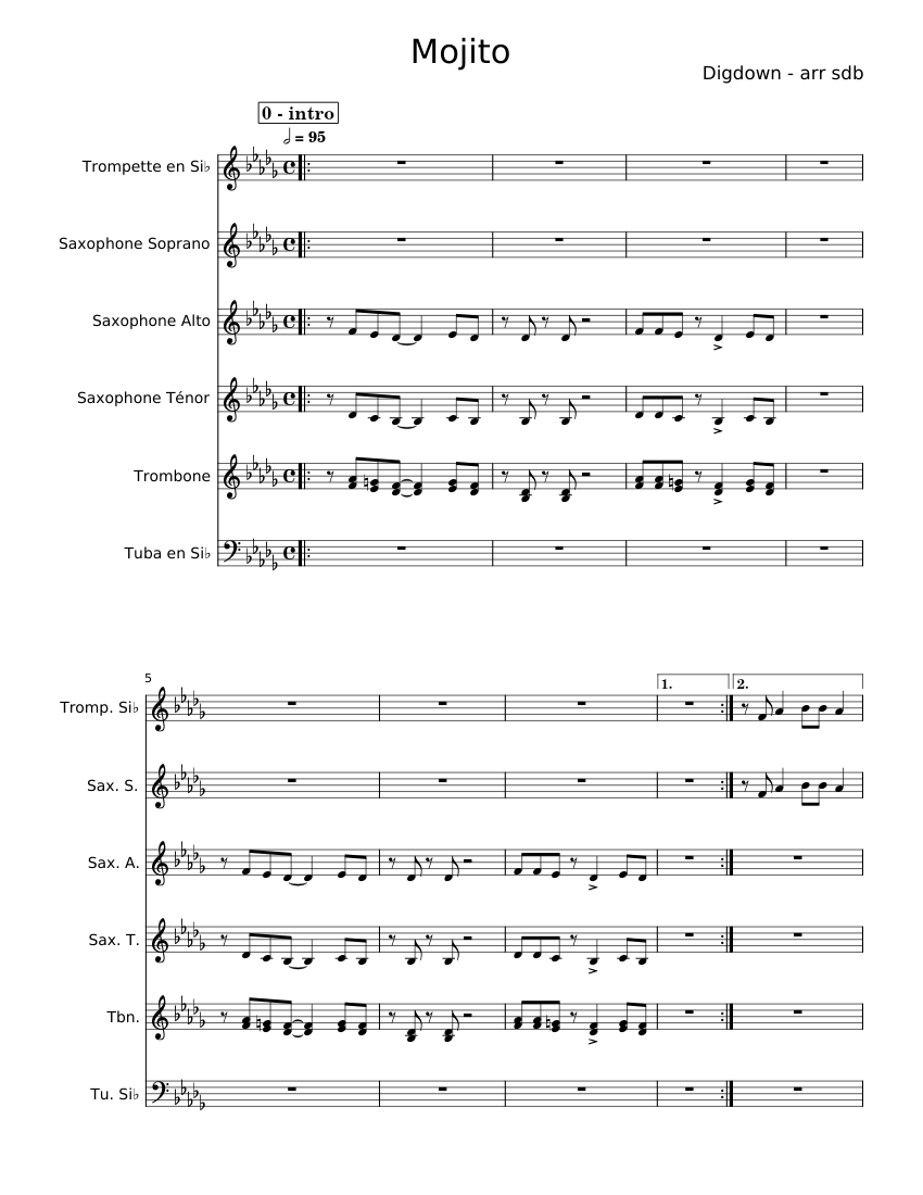 Mojito - Mama Dig Down Brass Band Sheet music for Trombone, Tuba ...