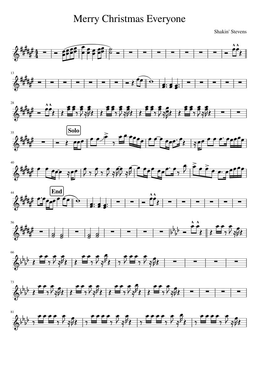 Merry Christmas Everyone SAX PART Sheet Music for Saxophone alto (Solo ...