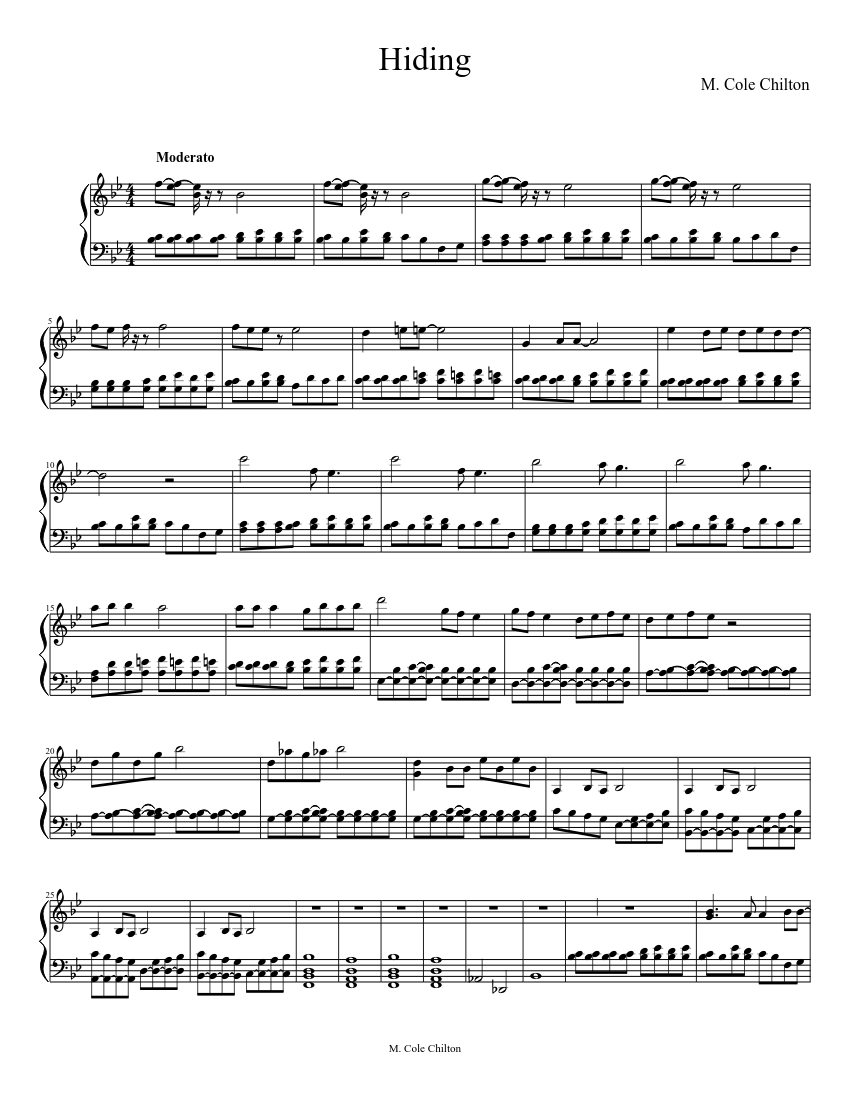 Hiding Sheet music for Piano (Solo) | Musescore.com