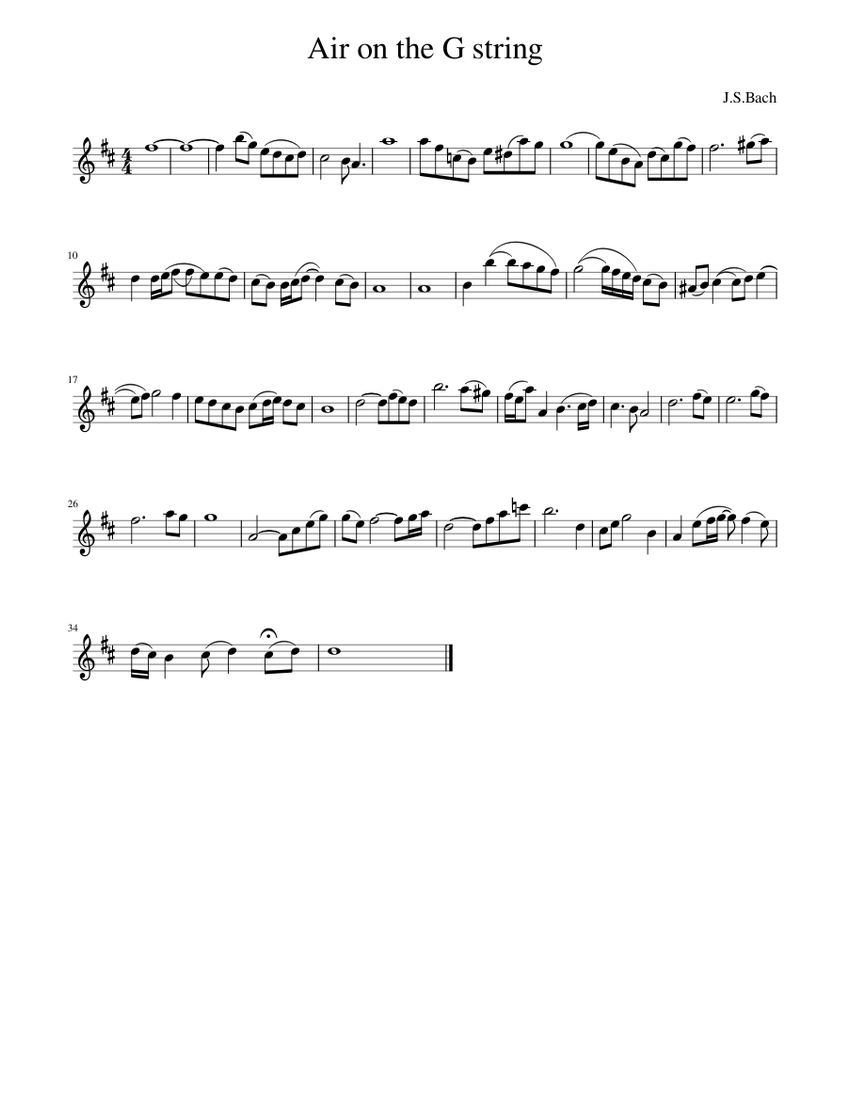 Air on the G string Sheet music for Violin (Solo) | Musescore.com