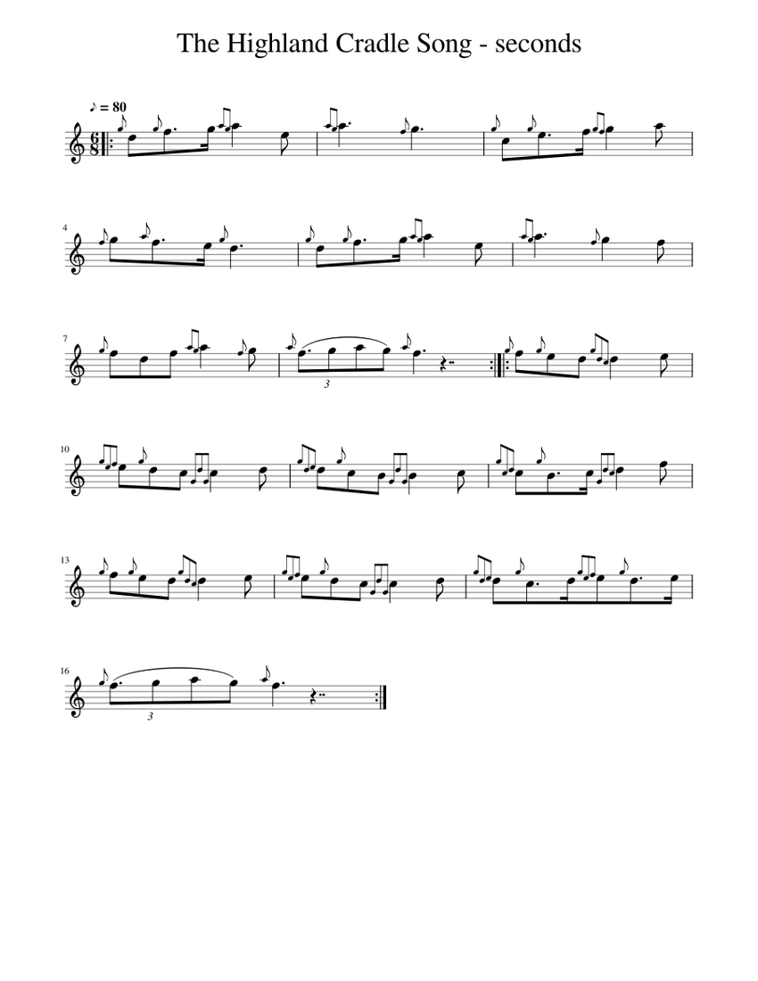 The Highland Cradle Song - seconds Sheet music for Piano (Solo) Easy ...